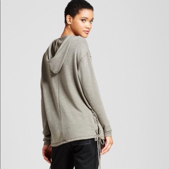 Mossimo Supply Co. | Tops | Mossimo Olive Gray Lace Up Sides Hoodie Nwt ...